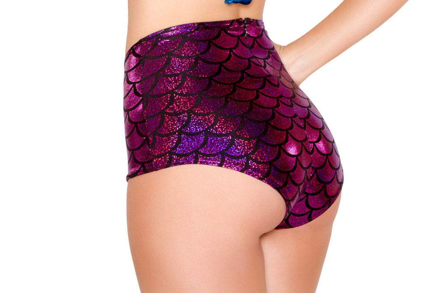 High Waisted Mermaid Fish Scale Shiny Stretchy Short – quenny.us
